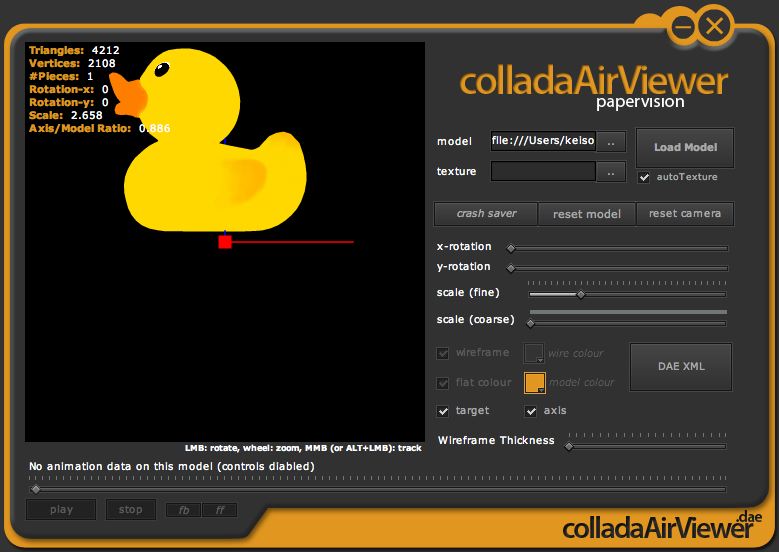 Papervision3Dを使ったColladaビューワー「pv3dpreviewer」